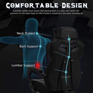 Zeanus Gaming Chairs with Footrest Recliner Computer Chair for Adults Massage Gaming Chair Big and Tall Gaming Chair Ergonomic Office Gamer Chair for Heavy People Recliner Racing Gaming Chair Black