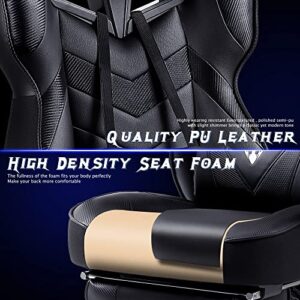 Zeanus Gaming Chairs with Footrest Recliner Computer Chair for Adults Massage Gaming Chair Big and Tall Gaming Chair Ergonomic Office Gamer Chair for Heavy People Recliner Racing Gaming Chair Black