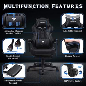 Zeanus Gaming Chairs with Footrest Recliner Computer Chair for Adults Massage Gaming Chair Big and Tall Gaming Chair Ergonomic Office Gamer Chair for Heavy People Recliner Racing Gaming Chair Black