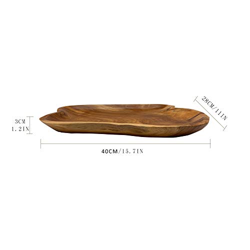 OUEEGER Wood Tray for Decor, Unique Handmade Wood Serving Tray for Fruit Food Table(15.7 INCH)