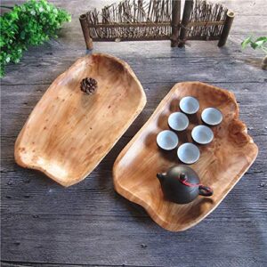 OUEEGER Wood Tray for Decor, Unique Handmade Wood Serving Tray for Fruit Food Table(15.7 INCH)