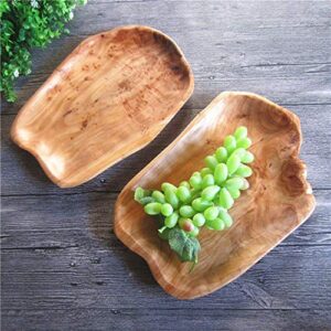 OUEEGER Wood Tray for Decor, Unique Handmade Wood Serving Tray for Fruit Food Table(15.7 INCH)