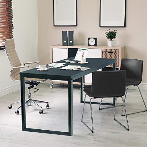 SUPER DEAL Computer Desk 55 Inch Modern Sturdy Office Desk PC Laptop Notebook Simple Writing Table for Home Office Workstation, Black