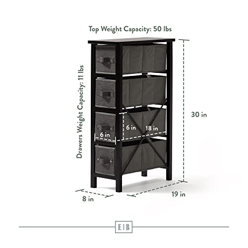 Edenbrook 4 Drawer Storage Organizer - Organization and Storage - Room Organization - Charcoal/Black Storage Drawers