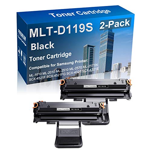 2-Pack Compatible Toner Cartridge High Yield Replacement for Samsung MLT-D119S 119S Laser Toner Cartridge Fit for Samsung ML-1610 ML-2571N SCX-4521F SCX-4321F Printer (Black)