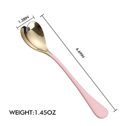 HISSF Dessert Spoons, Heart Shaped Spoons, 18/10 Stainless Steel Spoon Set 4 Pack, 6.7 inches, Ice Cream Spoons, Stirring Spoon