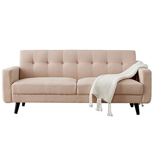 Meiyum Mid-Century Modern Loveseat/Sofa/Couch, with Upholstered Fabric in Brown for Living Room, Bedroom, Office, Apartment - Beige