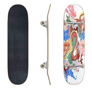 skateboards hand drawn dragon tattoo coloring book japanese style japanese old classic concave skateboard cool stuff teen gifts longboard extreme sports for beginners and professionals