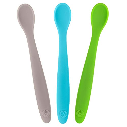 WeeSprout Silicone Baby Spoons - First Stage Infant Feeding Spoons With Soft-Tip, Bendable Baby Utensils for Parent & Self-Feeding, Ultra-Durable & Chewproof, Dishwasher Safe, Set of 3