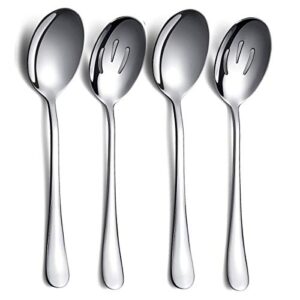 serving spoons 4 pieces, kyraton serving spoon, include 2 serving spoon and 2 slotted spoons, stainless steel serving utensils, serving set packing of 4