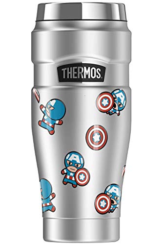 THERMOS MARVEL - Captain America Kawaii STAINLESS KING Stainless Steel Travel Tumbler, Vacuum insulated & Double Wall, 16oz