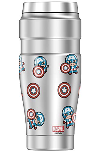 THERMOS MARVEL - Captain America Kawaii STAINLESS KING Stainless Steel Travel Tumbler, Vacuum insulated & Double Wall, 16oz