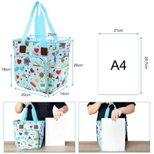 SumDirect Yarn Bag, Knitting Organizer Tote Bag Portable Storage Bag for Yarns, Carrying Projects, Knitting Needles, Crochet Hooks, Manuals and Other Accessories (Cute Blue)