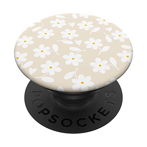 Magnolia White - White Daisy Flower Floral Heart Leaves PopSockets Swappable PopGrip