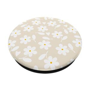 Magnolia White - White Daisy Flower Floral Heart Leaves PopSockets Swappable PopGrip