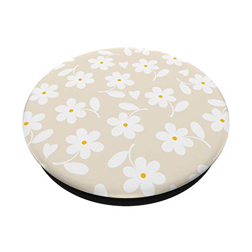 Magnolia White - White Daisy Flower Floral Heart Leaves PopSockets Swappable PopGrip