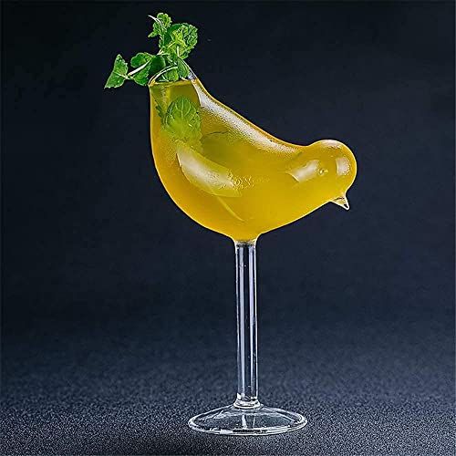 Cocktail Glass Bird Glasses Drinking Bird Shaped Cocktail Wine Glass 5oz/150ml Set of 4 Unique Champagne Coupe Glass Bird Shape Martini Goblet Cups 4pcs Glassware for KTV Home Bar Club (Clear)