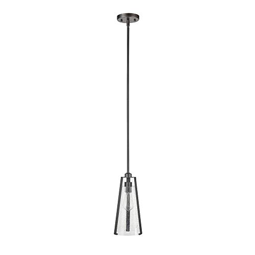 Globe Electric 60330 Sonny 1 Pendant Lighting, Dark Bronze, Seeded Glass Shade