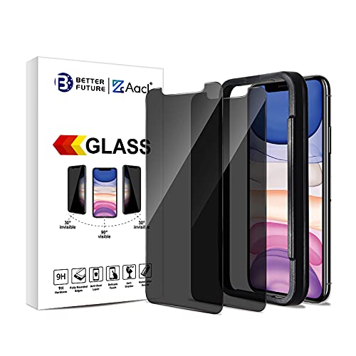 AACL Glass Privacy Screen Protector for iPhone 11/XR,6.1-Inch,Anti Spy Tempered Glass Film,2-Pack