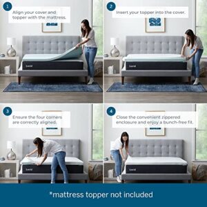 Lucid 2 Inch Mattress Topper Cover Twin – Cover For Mattress Topper - Mattress Topper Cover with Zipper – Twin Mattress Cover - Cover Only, White