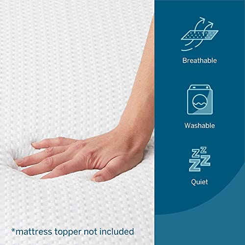 Lucid 2 Inch Mattress Topper Cover Twin – Cover For Mattress Topper - Mattress Topper Cover with Zipper – Twin Mattress Cover - Cover Only, White