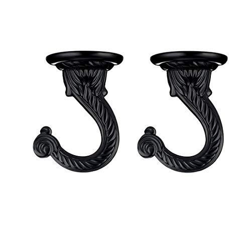 bnafes 2 Sets 55mm/2.17" Ceiling Metal Ceiling Hooks, Heavy Duty Swag Ceiling Hooks with Hardware for Hanging Plants/Chandeliers/Wind Chimes/Ornament (Black Color)