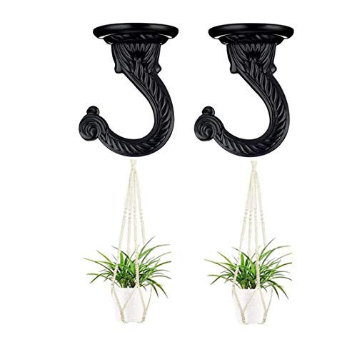 bnafes 2 Sets 55mm/2.17" Ceiling Metal Ceiling Hooks, Heavy Duty Swag Ceiling Hooks with Hardware for Hanging Plants/Chandeliers/Wind Chimes/Ornament (Black Color)