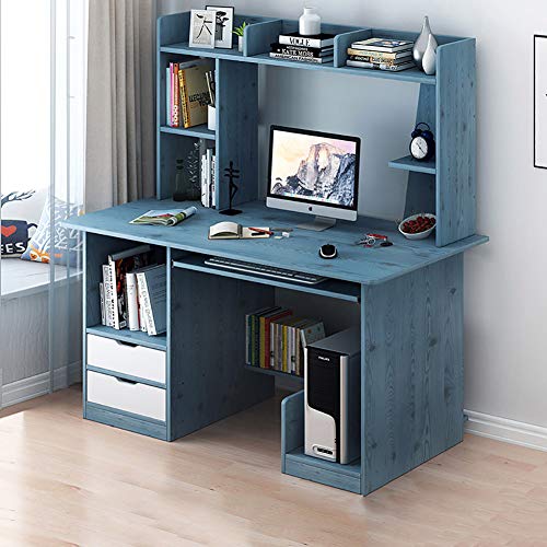 47 Inch Computer Desk with Hutch and Bookshelf,Modern Sturdy Office Desk Pc Laptop Table Workstation with Display Shelves for Home Office