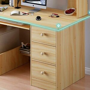 47 Inch Computer Desk with Hutch and Bookshelf,Modern Sturdy Office Desk Pc Laptop Table Workstation with Display Shelves for Home Office