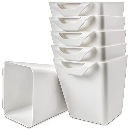 LeonBach 5 Pack White Hanging Cup Holders, Rolling Cart Accessories Hanging Pencil Holder Storage Containers Hanging Buckets Hanging Bins