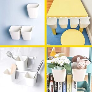 LeonBach 5 Pack White Hanging Cup Holders, Rolling Cart Accessories Hanging Pencil Holder Storage Containers Hanging Buckets Hanging Bins