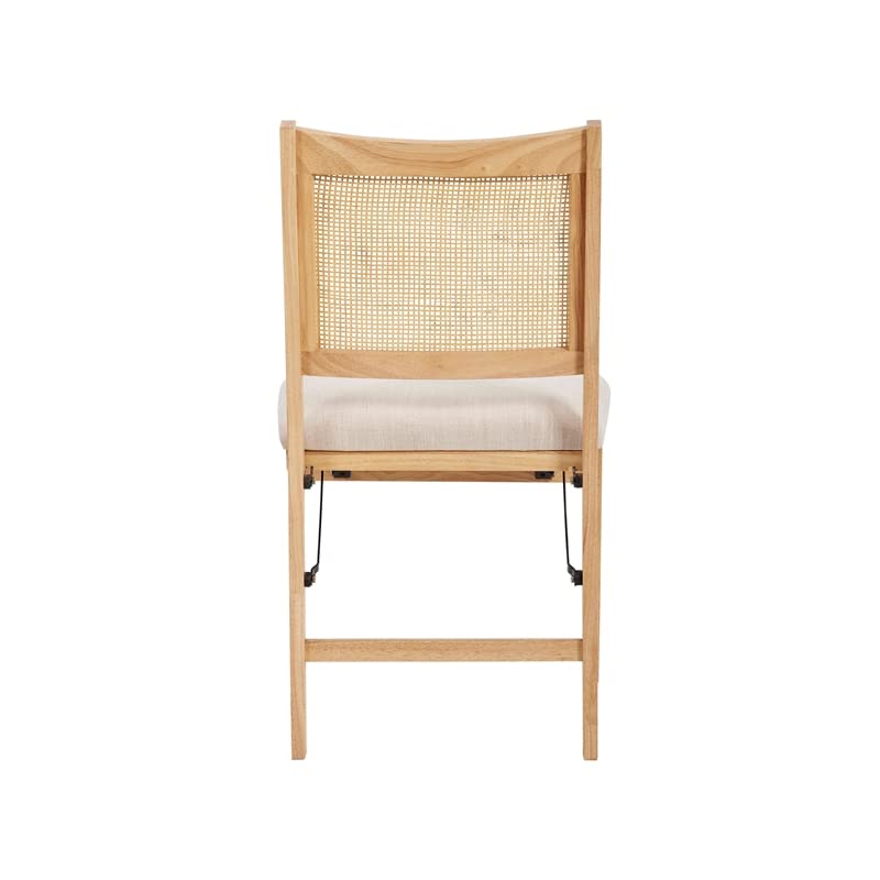 Powell Furniture Linon Lorna Rattan Cane Wood Folding Dining Side Chair in Beige