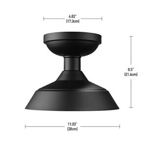 Globe Electric 44677 Kurt 1-Light Outdoor Indoor Flush Mount Ceiling Light, Matte Black