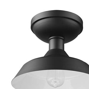 Globe Electric 44677 Kurt 1-Light Outdoor Indoor Flush Mount Ceiling Light, Matte Black