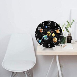 Tenghui Solar System Round Wall Clock Silent Non Ticking Battery Operated Easy to Read for Student Office School Home Decorative Clock Art