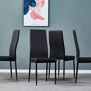 Dining Chairs Set of 6 Mid Century Modern Noble Style with Upholstered Cushion PU Leather for Dining Room Kitchen (Black-Set of 6)