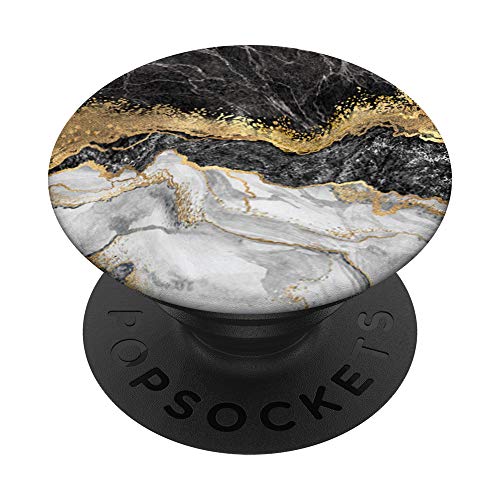 Marble-like Black with white and Gold Colors PopSockets PopGrip: Swappable Grip for Phones & Tablets