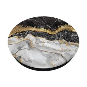 Marble-like Black with white and Gold Colors PopSockets PopGrip: Swappable Grip for Phones & Tablets