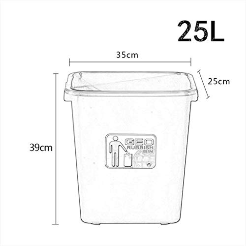 ZCM Trash Can Multifunctional Rubbish Bin Outdoor，Household Multifunction High Capacity Trash Can Plastic Trash Can No Cover Trash Can Garbage Bin 25L for Rubbish(Color:Red)