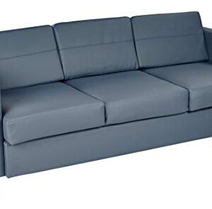 Office Star Pacific Sofa with Padded Box Spring Seats and Silver Finish Legs, Dillon Blue Faux Leather