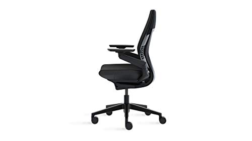 Steelcase Gesture Office Chair - Cogent: Connect Licorice Fabric, Medium Seat Height, Wrapped Back, Dark on Dark Frame, Lumbar Support, Hard Floor Casters