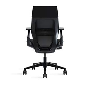 Steelcase Gesture Office Chair - Cogent: Connect Licorice Fabric, Medium Seat Height, Wrapped Back, Dark on Dark Frame, Lumbar Support, Hard Floor Casters