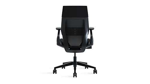 Steelcase Gesture Office Chair - Cogent: Connect Licorice Fabric, Medium Seat Height, Wrapped Back, Dark on Dark Frame, Lumbar Support, Hard Floor Casters