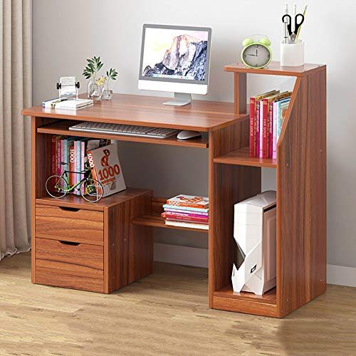 Computer Desk with Shelves and 2 Drawers,Multiple Desk for Home Sturdy Office Desk with Bookshelf,Pc Laptop Study Writing Table Workstation