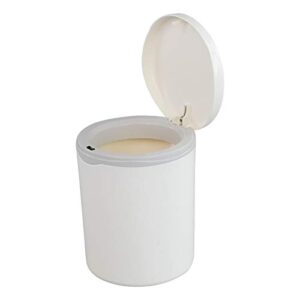 asking 0.5 gallon mini plastic desktop waste can, tiny push button trash can, white