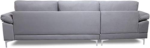 Restar Sectional Couch Left-Hand Facing, L-Shaped Couch for Family Living Room, Modern Large Velvet Sectional Sofa with an Extra-Wide Chaise Lounge (Light Grey)