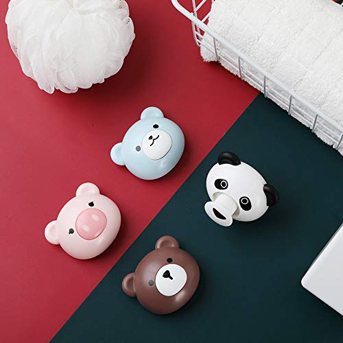 hebensi 4Pcs Adhesive Hooks Cute Cartoon Pig Panda Bear Wall Hooks 4 Colors Heavy Duty Wall Hooks for Kid's Room Living Room Bedroom