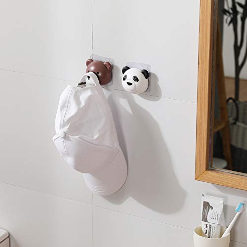 hebensi 4Pcs Adhesive Hooks Cute Cartoon Pig Panda Bear Wall Hooks 4 Colors Heavy Duty Wall Hooks for Kid's Room Living Room Bedroom