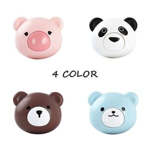 hebensi 4Pcs Adhesive Hooks Cute Cartoon Pig Panda Bear Wall Hooks 4 Colors Heavy Duty Wall Hooks for Kid's Room Living Room Bedroom