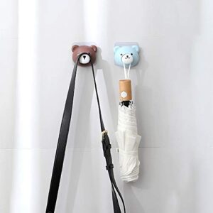 hebensi 4Pcs Adhesive Hooks Cute Cartoon Pig Panda Bear Wall Hooks 4 Colors Heavy Duty Wall Hooks for Kid's Room Living Room Bedroom